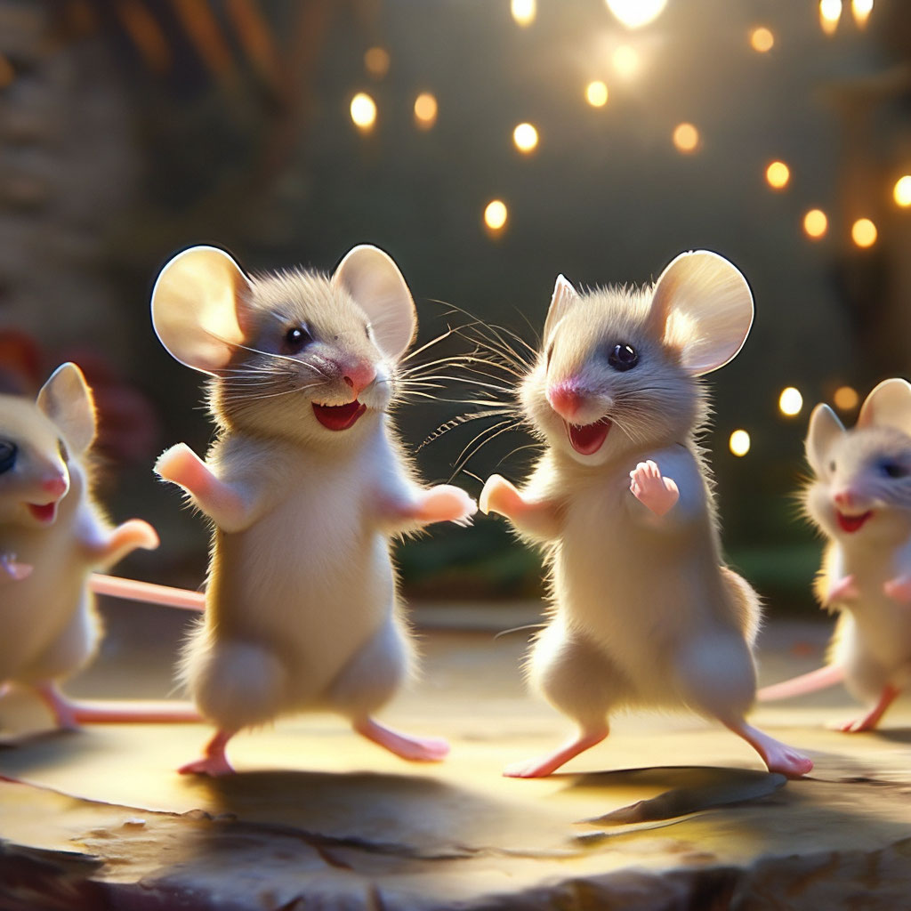 "The little mice are dancing" — image created in Shedevrum