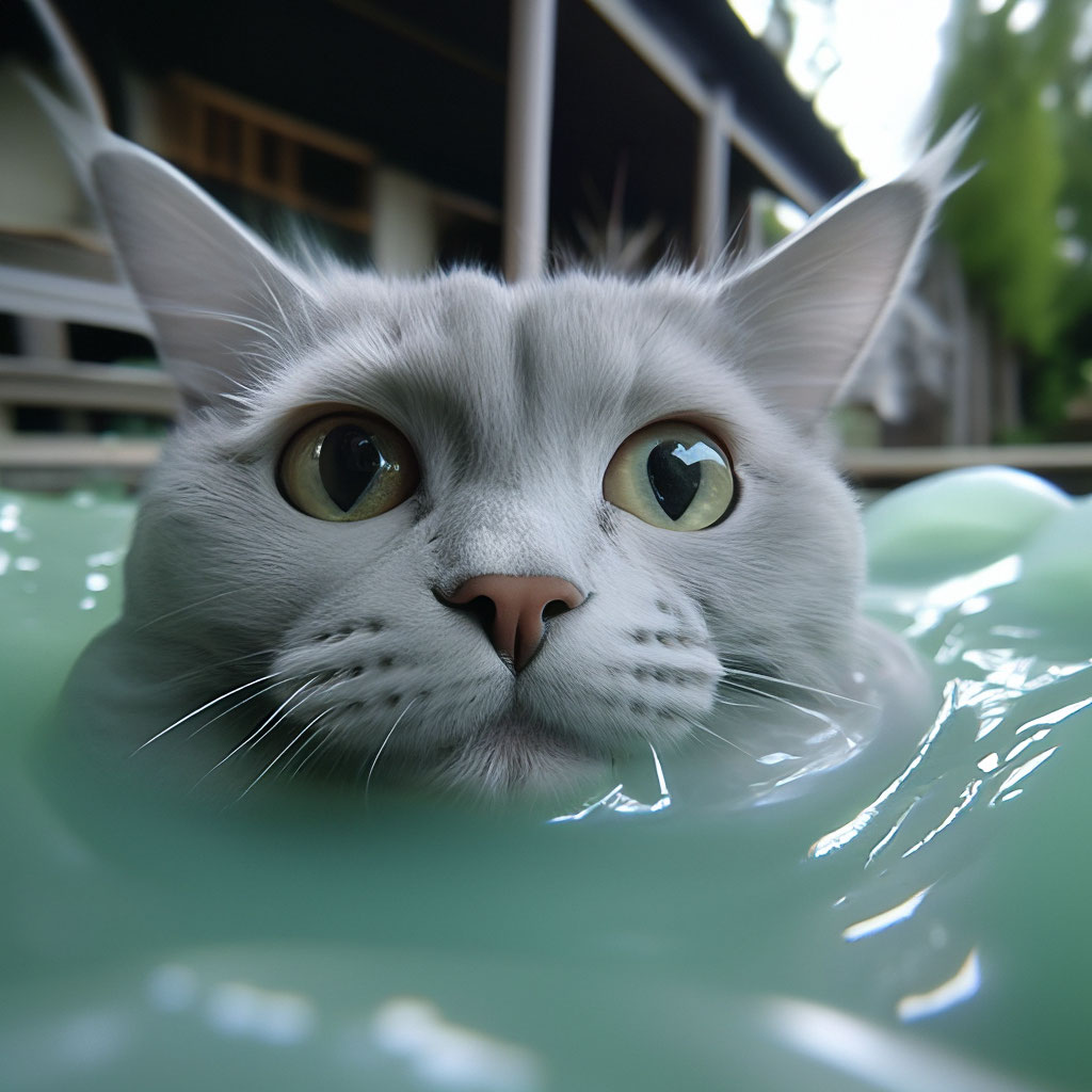 "Watery gray slime cat in slime rencher style, huge eyes, spreads ...