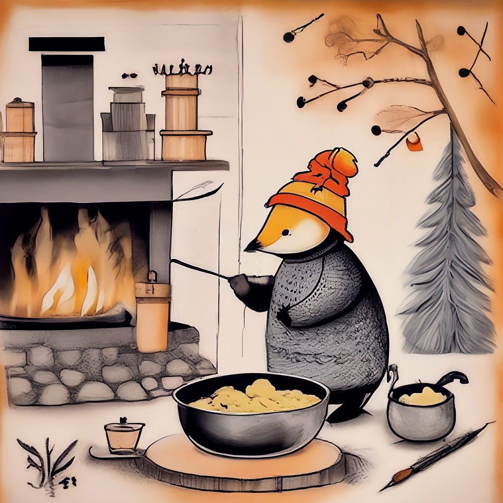 " ️ moomin mouse cooks porridge moomin goose helps near the fireplace ...