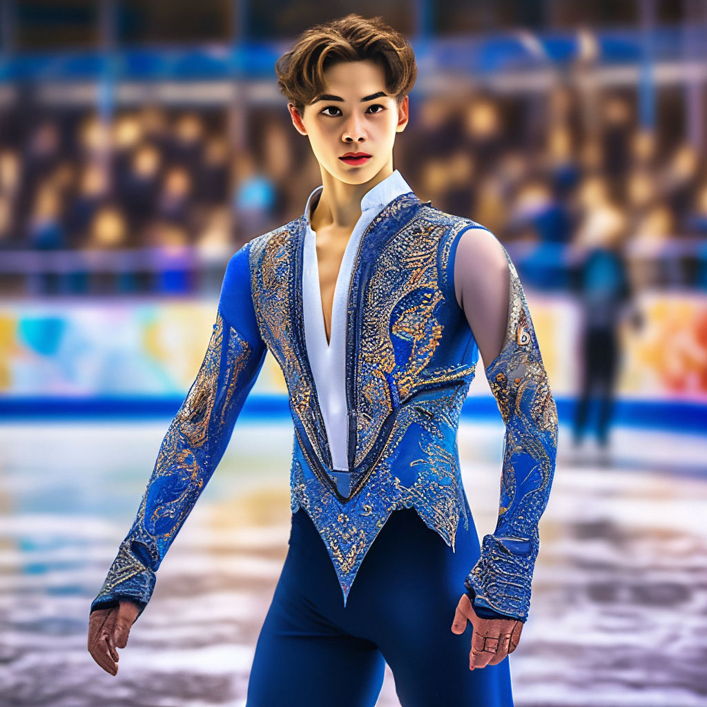 "Figure skater is a young guy with a good figure, a beautiful handmade ...