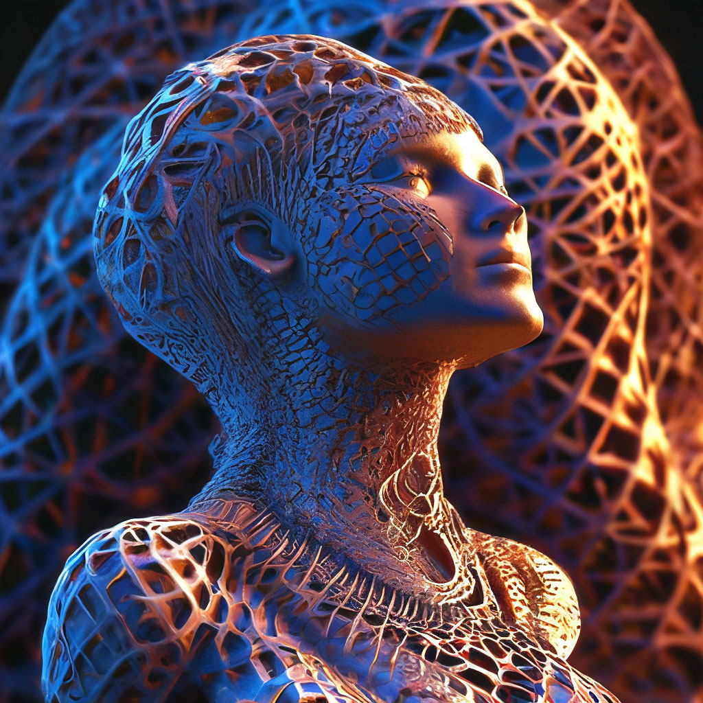 "Complex Unification of a female curvaceous figure, all over her skin ...