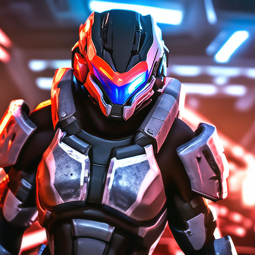 "Computer game Mass Effect, Commander Shepard, black and powerful armor ...