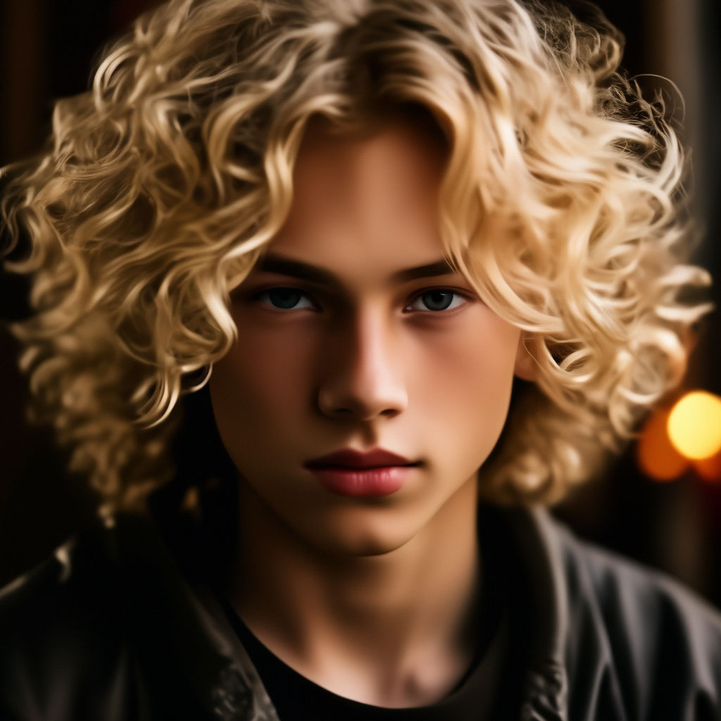 "Star boy portrait blond curls very beautiful haughty look" — image ...
