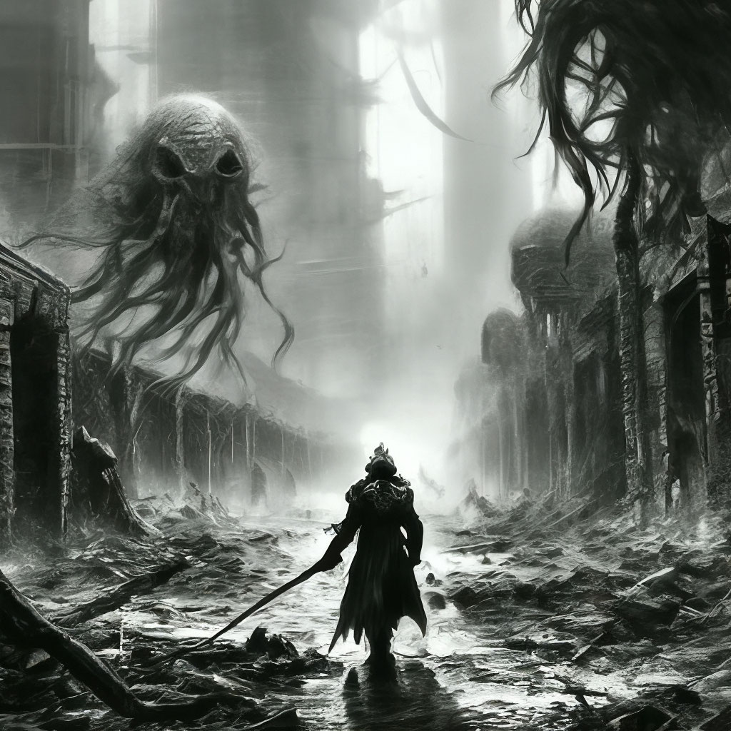 "Dark-fantasy grunge-art, horror-necronomicon, bioengineering in the ...