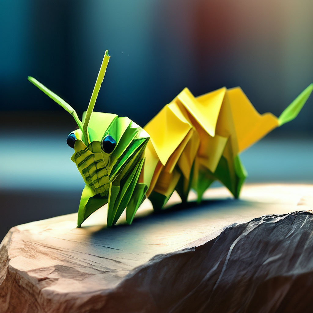 "Origami caterpillar" — image created in Shedevrum