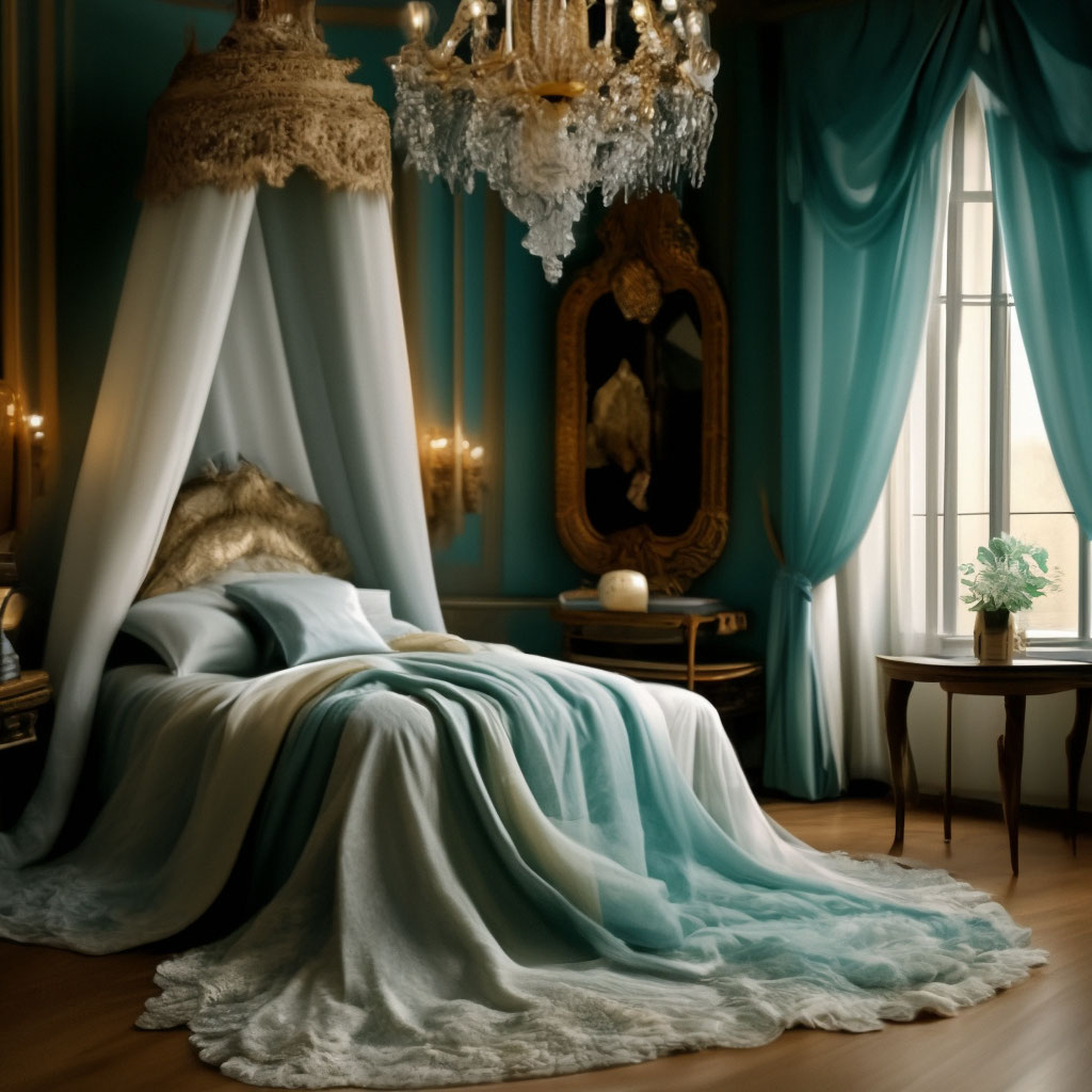 "Princess ariel's boudoir, drapery, silk, organza, baroque furniture ...