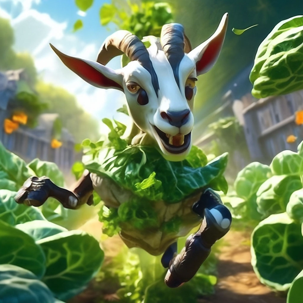 Let the goat into the garden... Detailed anthropomorphic Goat runs very ...