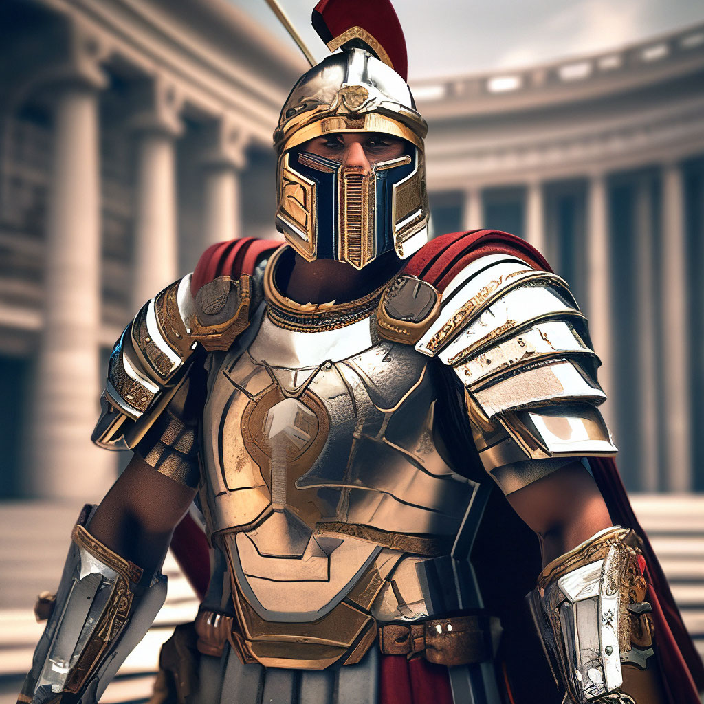 "Roman legionnaire in modern carbon armor, legionnaire of the future ...