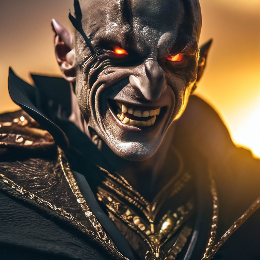 "Smart, cruel, harsh, sophisticated aggressive dark magician +orc ...