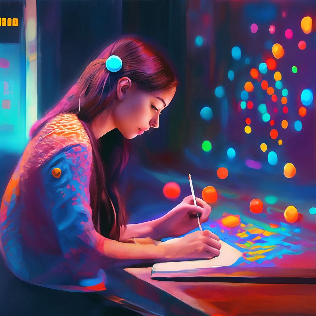 "Write with a dot sign" — image created in Shedevrum
