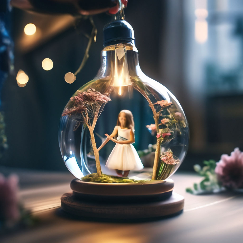 "Visualization of the fairy-tale world in a suspended glass bulb. glass ...