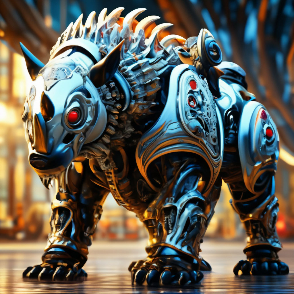 "Fantastic animal hybrids, biomechanics, full height, surrealism bright ...