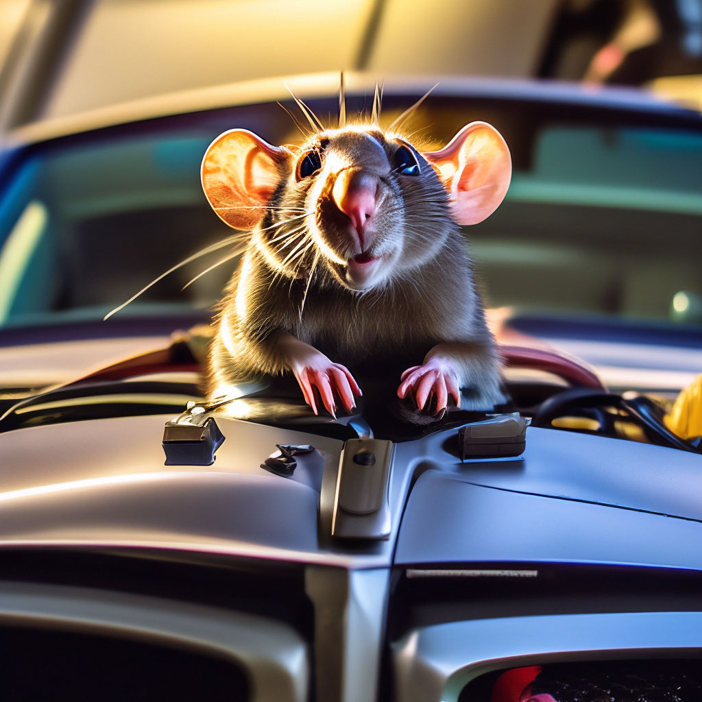 "I open the hood of a masterpiece brand car , and a rat is sitting on ...