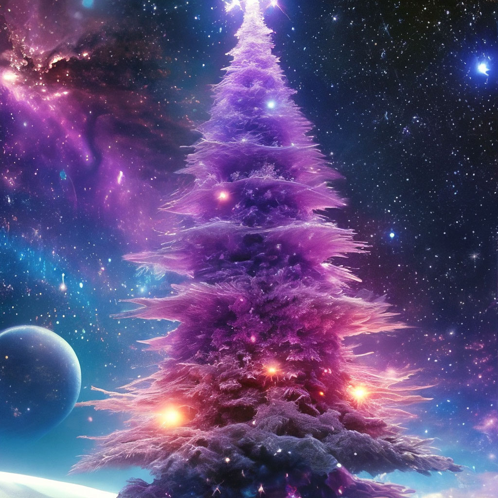 "Purple nebula Christmas tree, 4k, high resolution, high detail ...