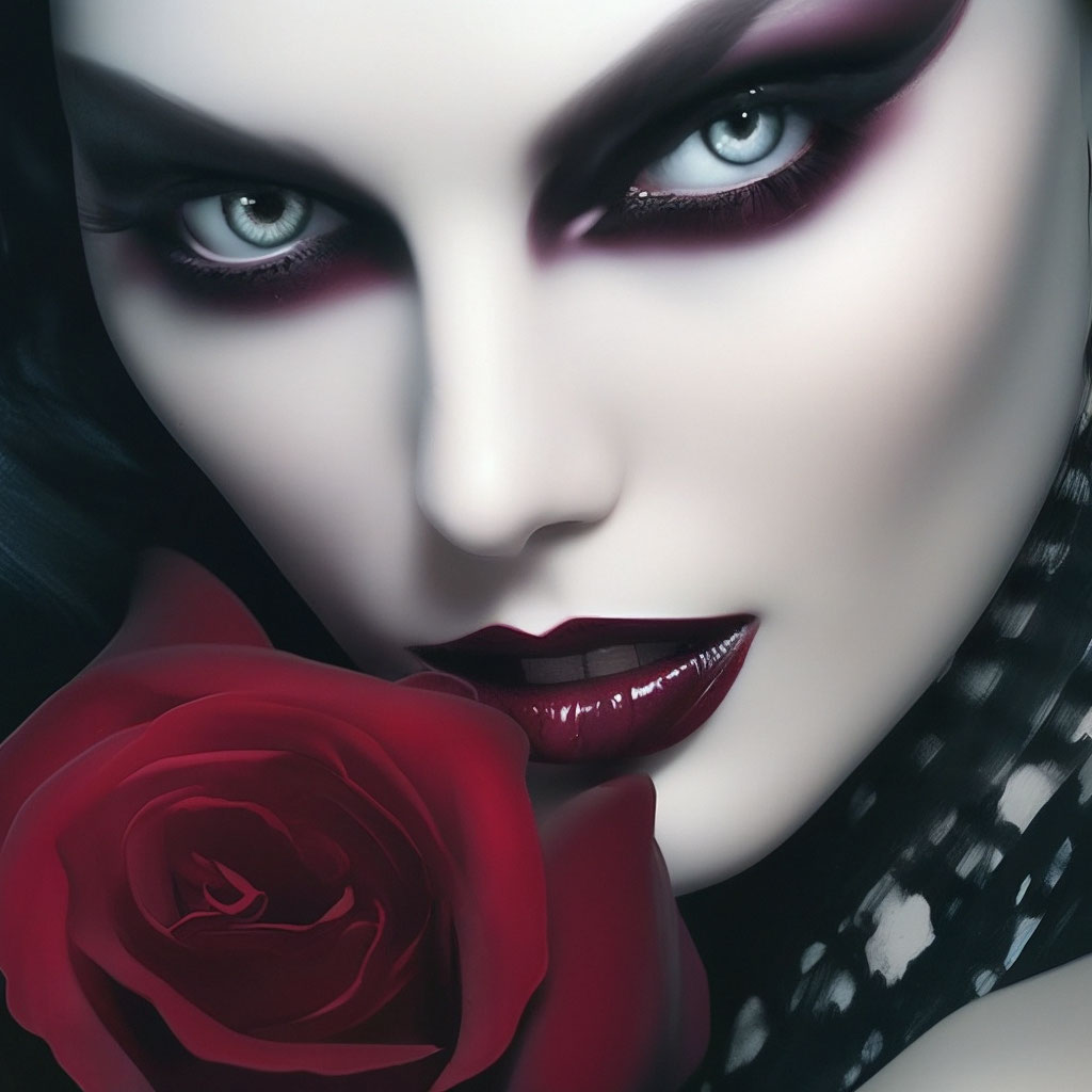 "Professional shooting, realism, a vampire with a hypnotic look ...