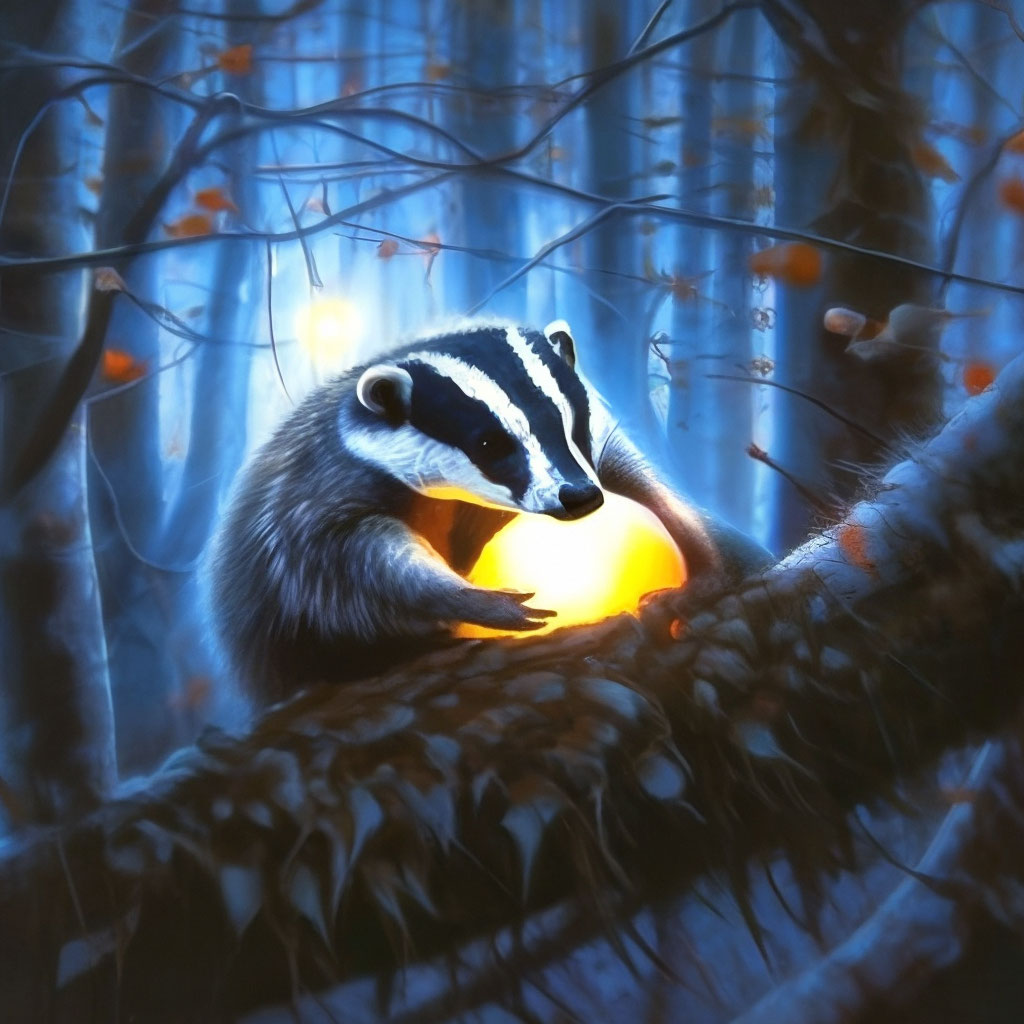 "It's quiet in the forest. Only the badger is not sleeping. Badger eggs ...