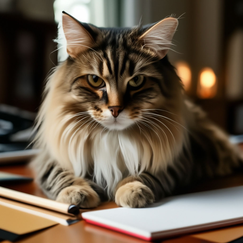 "The cat that prevents you from doing your homework" — image created in ...