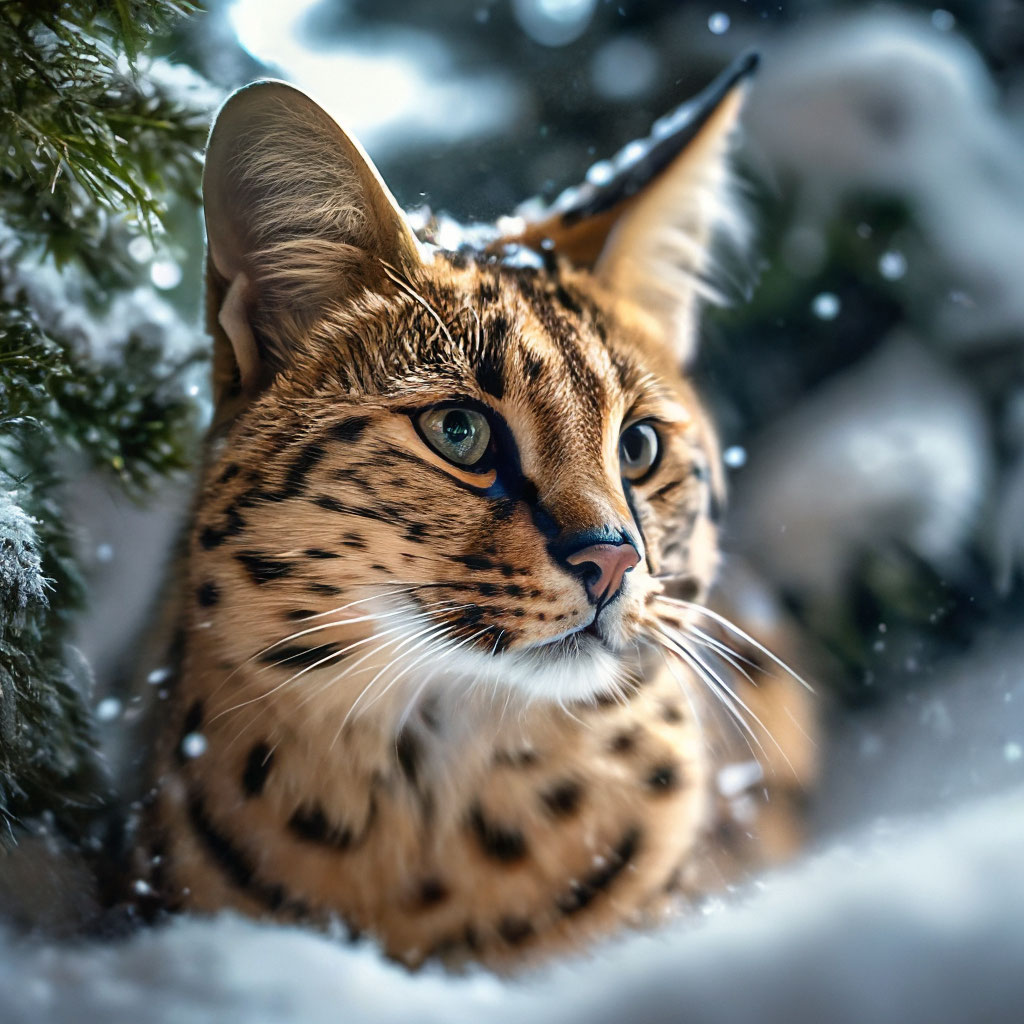 "Cat serval,professional photo, 15mm, f/2.8, 1/500s,iso2000,bottom-up ...