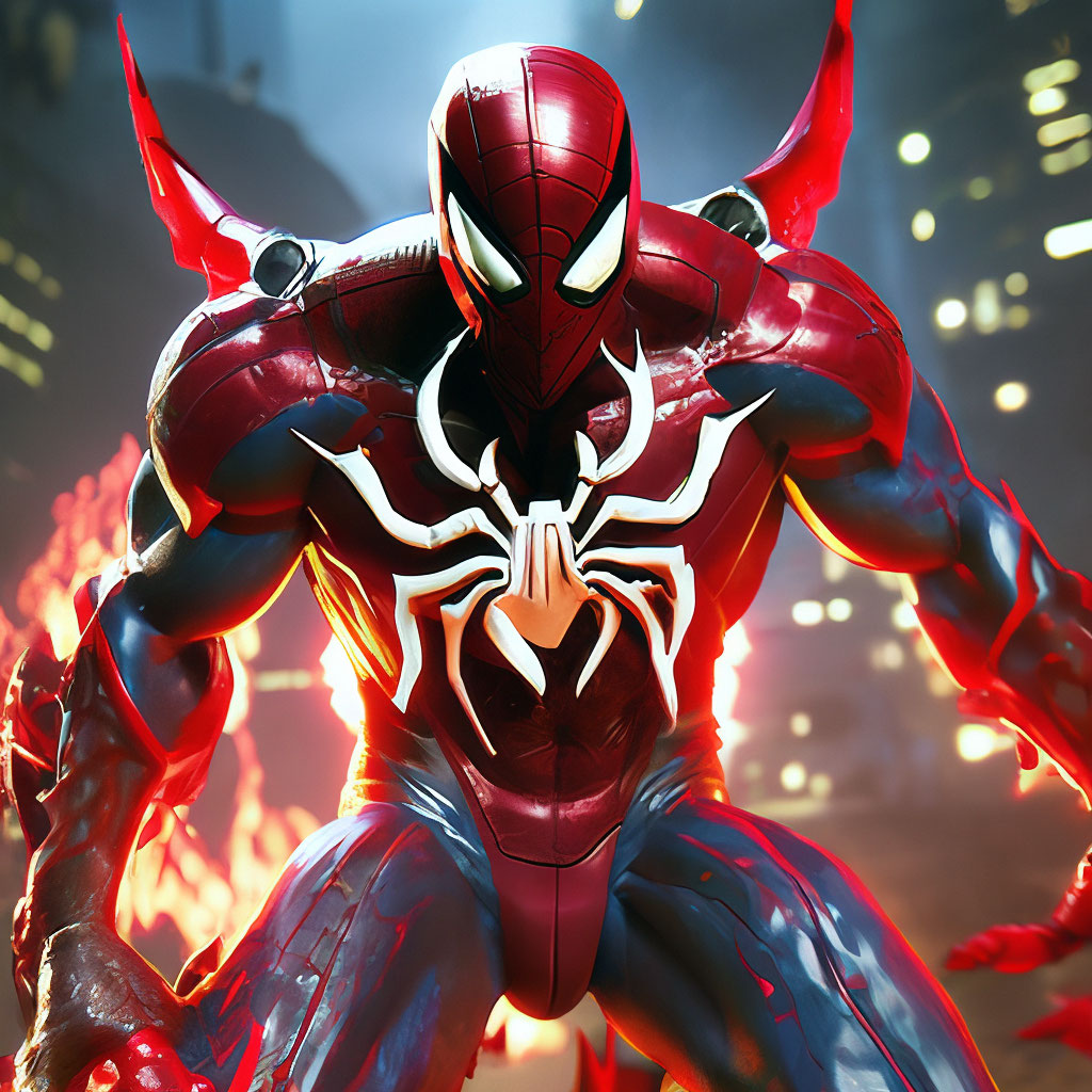 "Demon Spider-man with Demon claws and Red Demonic Eyes Super suit 128k ...