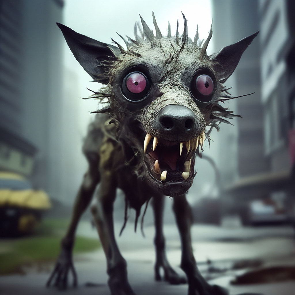 "Creepy mutant dog" — image created in Shedevrum
