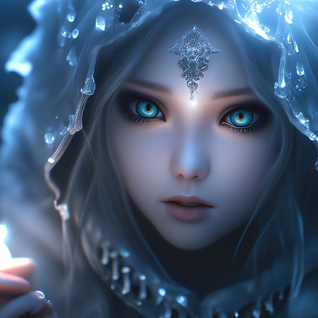"Anime-style girl,gloomy atmosphere, detailed head and body and eyes ...