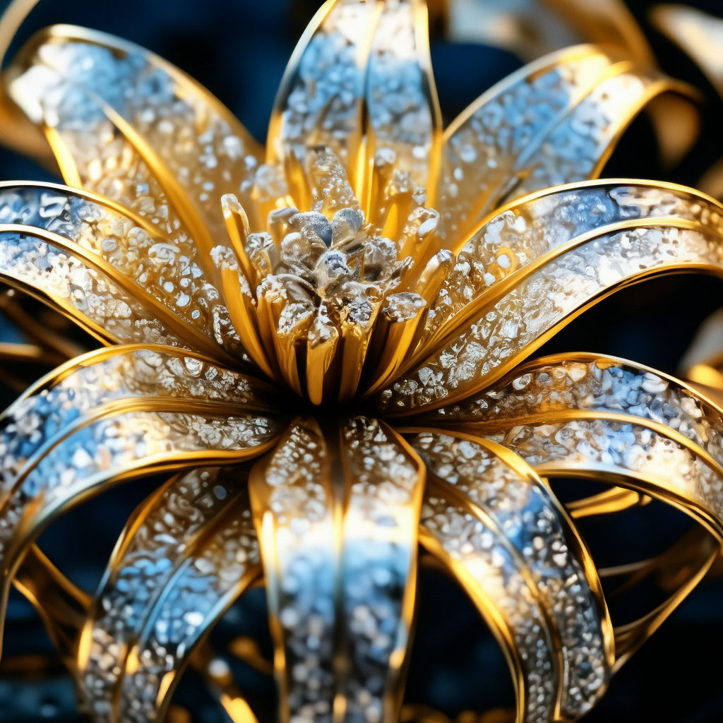 "Lilies of gold wire ',interweaving of silver threads, decorated with ...
