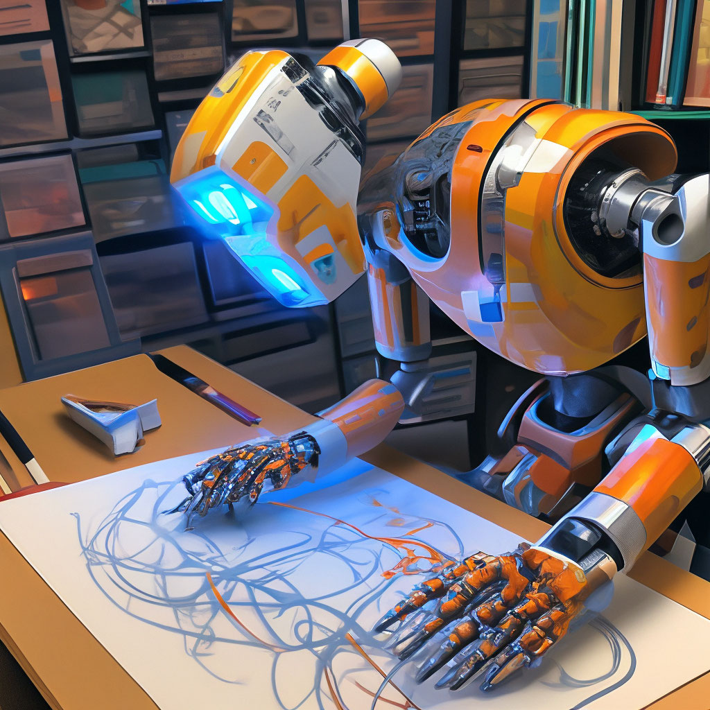 "The robot draws" — image created in Shedevrum