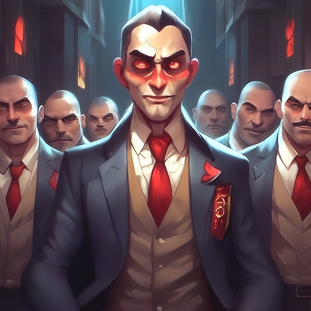 "Crazy mafia with an unusual appearance, crazy eyes, acting in justice ...