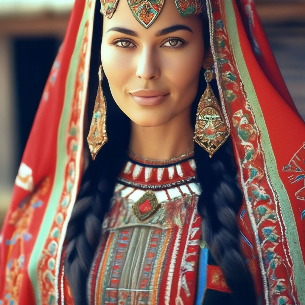 "Beautiful Turkmen woman in a national Turkmen costume in the national ...