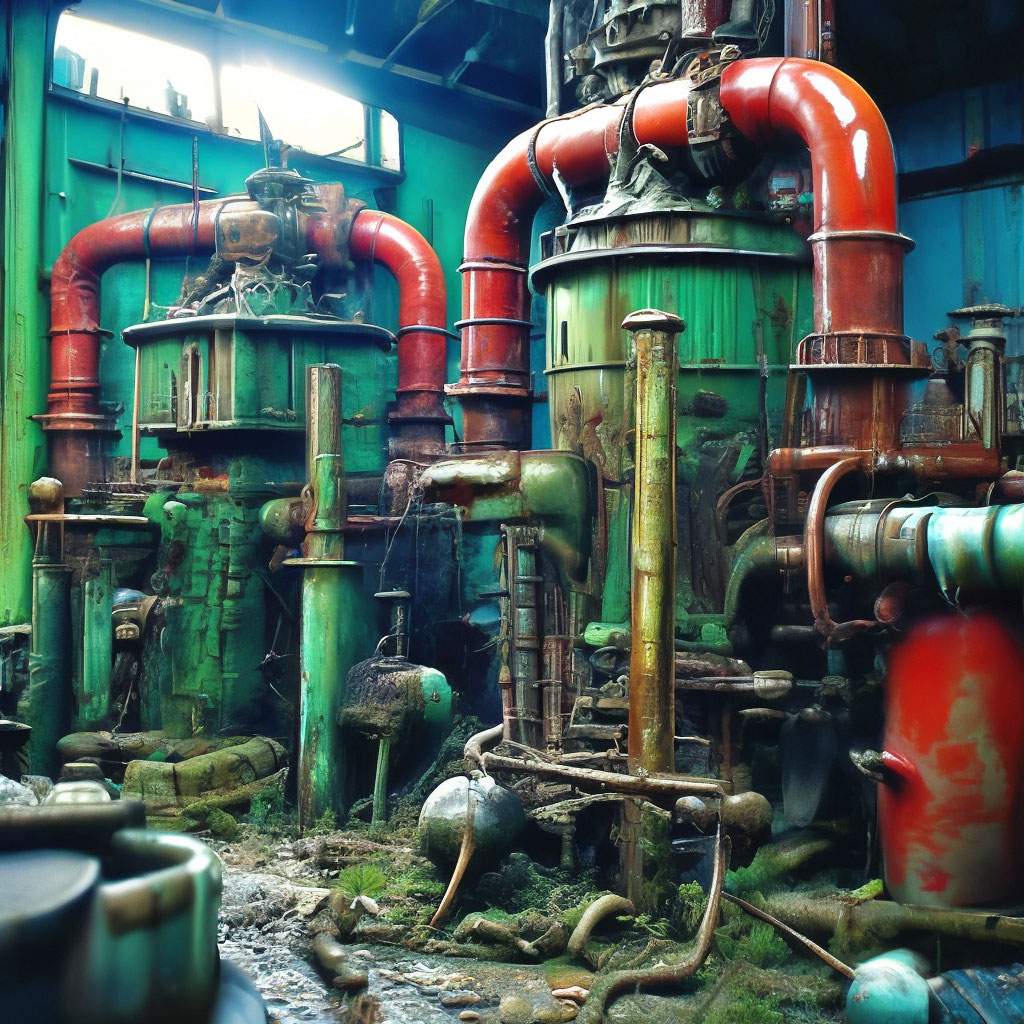 "Old Pumping Station Water Pumps,Garbage,Mess,dirty rags,everything is ...