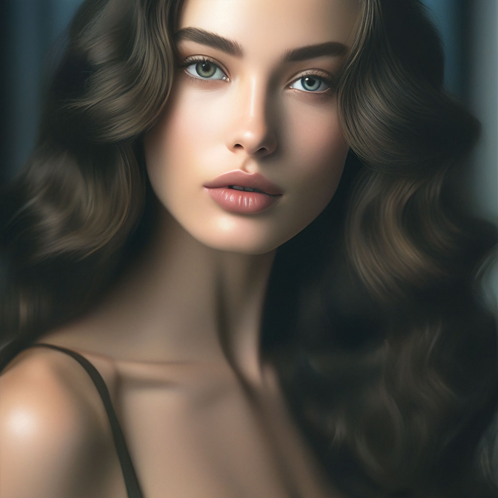 "Portrait. professional photo.a modern girl, a refined symmetrical ...