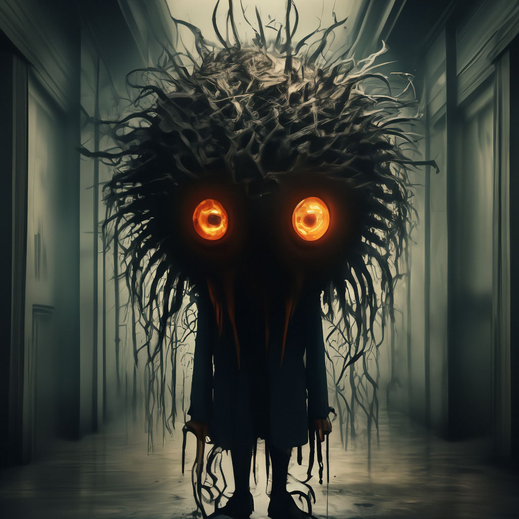 "Paranoia is a monster" — image created in Shedevrum