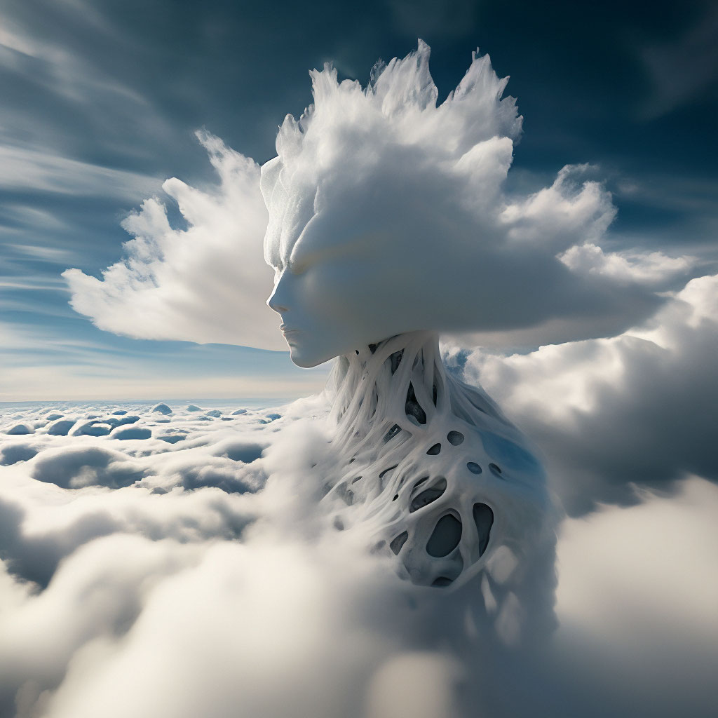 "Humanoid cloud creature, abstract photo art, high detail" — image ...