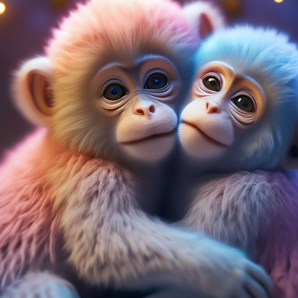 "Inst _chessnokova_ Cute fluffy adorable monkeys with huge eyes hugging ...