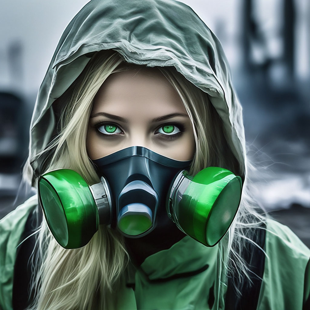 "Digital portrait,chernobyl, exclusion zone,beautiful blonde stalker ...