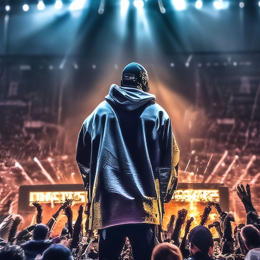 "Rap star on stage, professional photo, high resolution, realistic ...