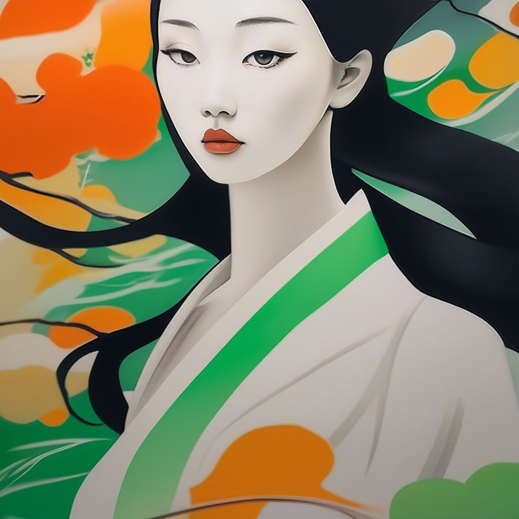 "Absurdic Japanese, full body, beautiful asian woman Studio Ghibli ...
