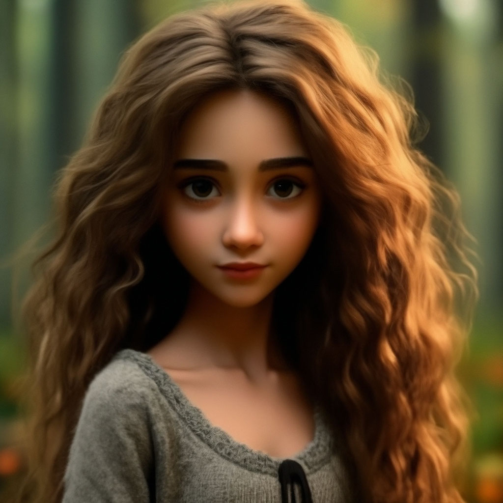 "Charming cute fluffy bug-eyed MASTERPIECE girl,13,years old, forest ...