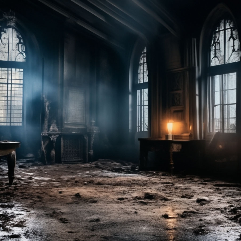 "Mystical abandoned house inside, gothic, hyperrealism, spectacular ...