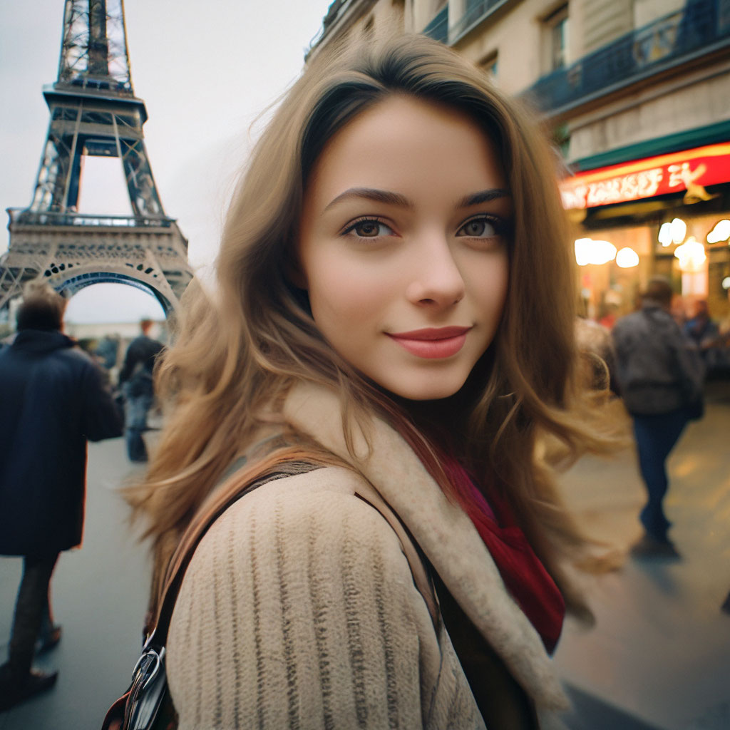 "Beautiful girl , Paris , realistic" — image created in Shedevrum