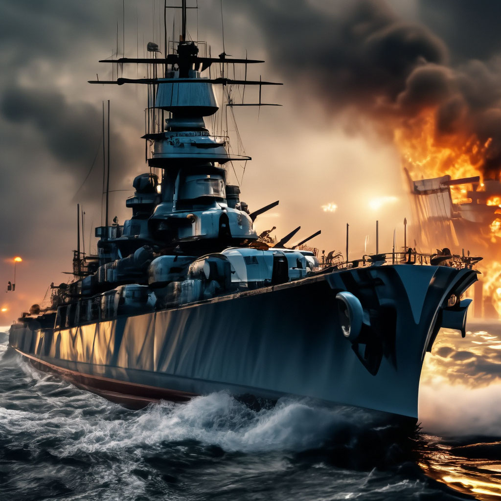 "Battleship of the 40s of the XX century, real photo, multigeneration ...