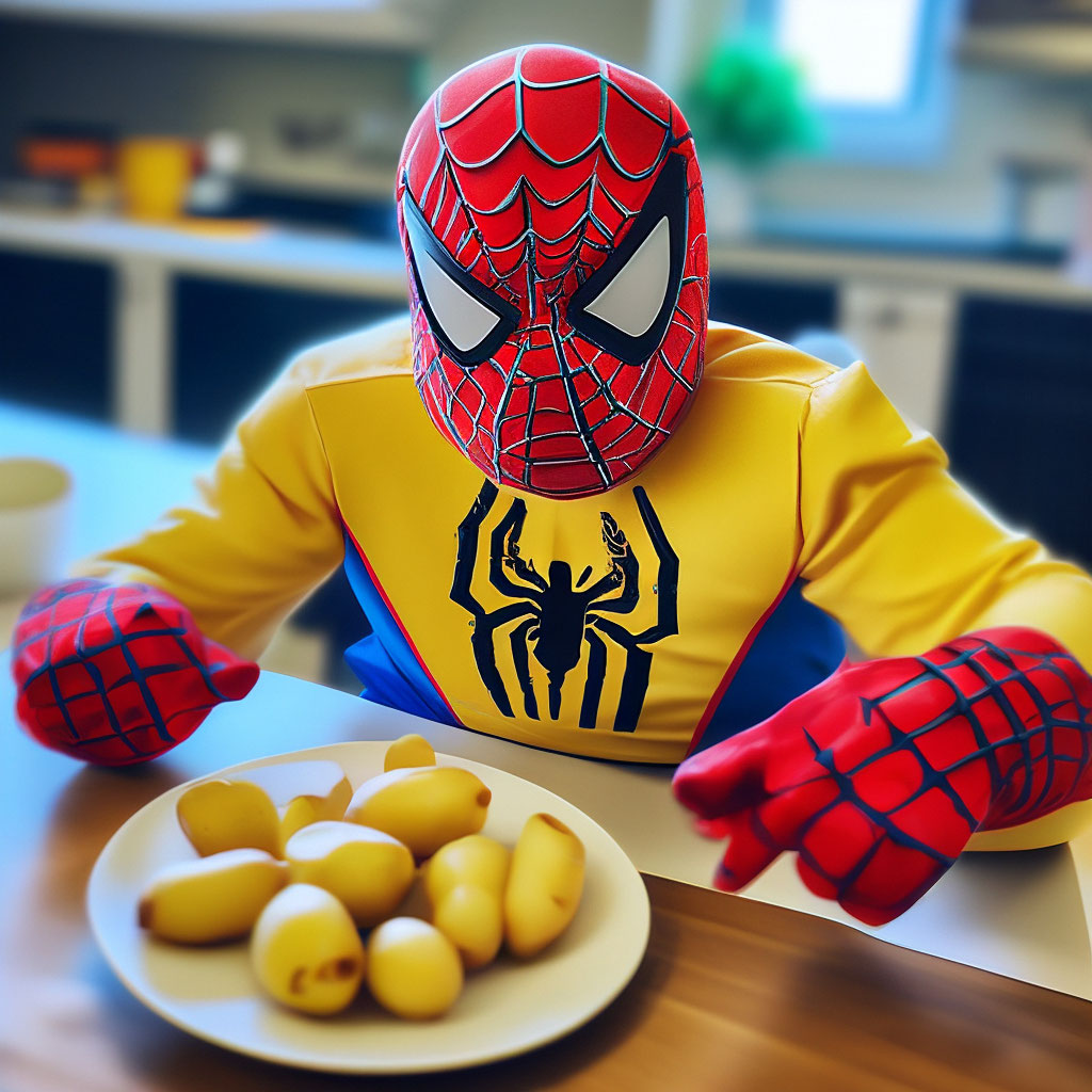 "Spider-Man Potato Costume" — image created in Shedevrum