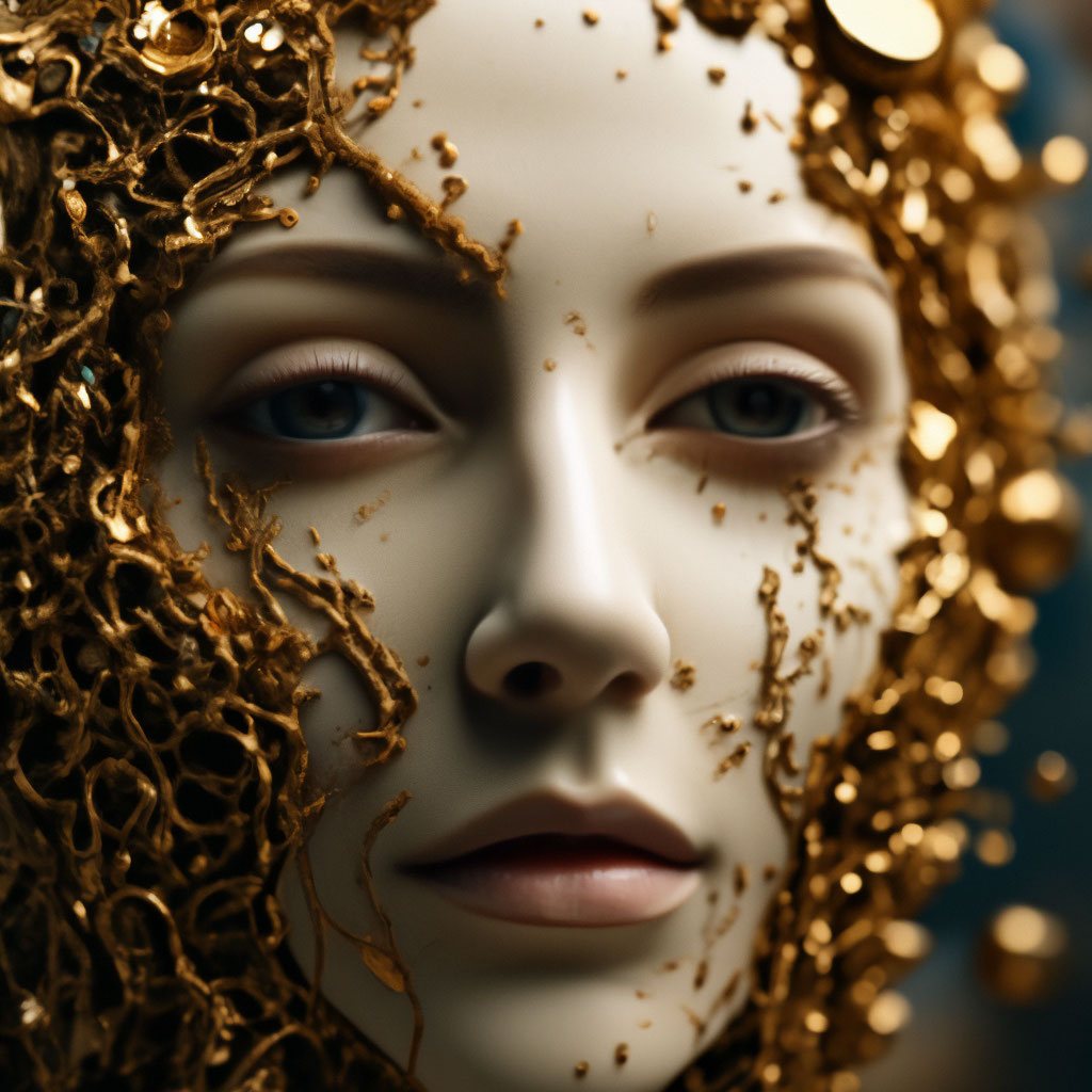 "Amorphous face, surrealism, lots of details, raise the contrast ...
