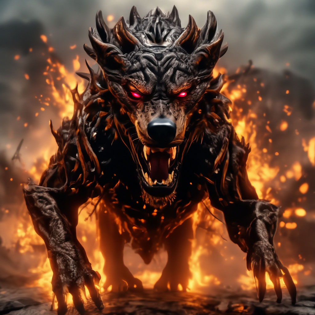 "Neural network three-headed dog 🐕🦺 Cerberus, realistic, high ...
