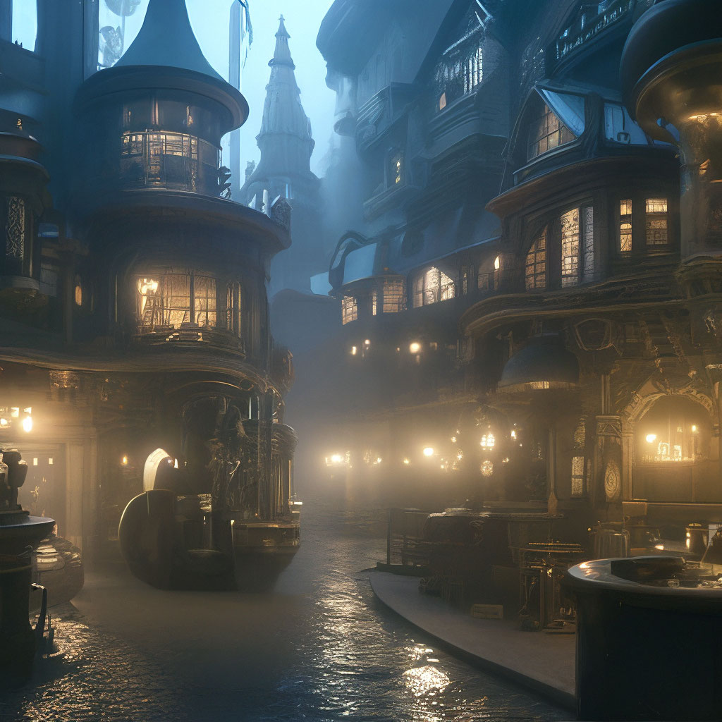 "Ancient steampunk village, horror, 32k, hyperdetalization ...
