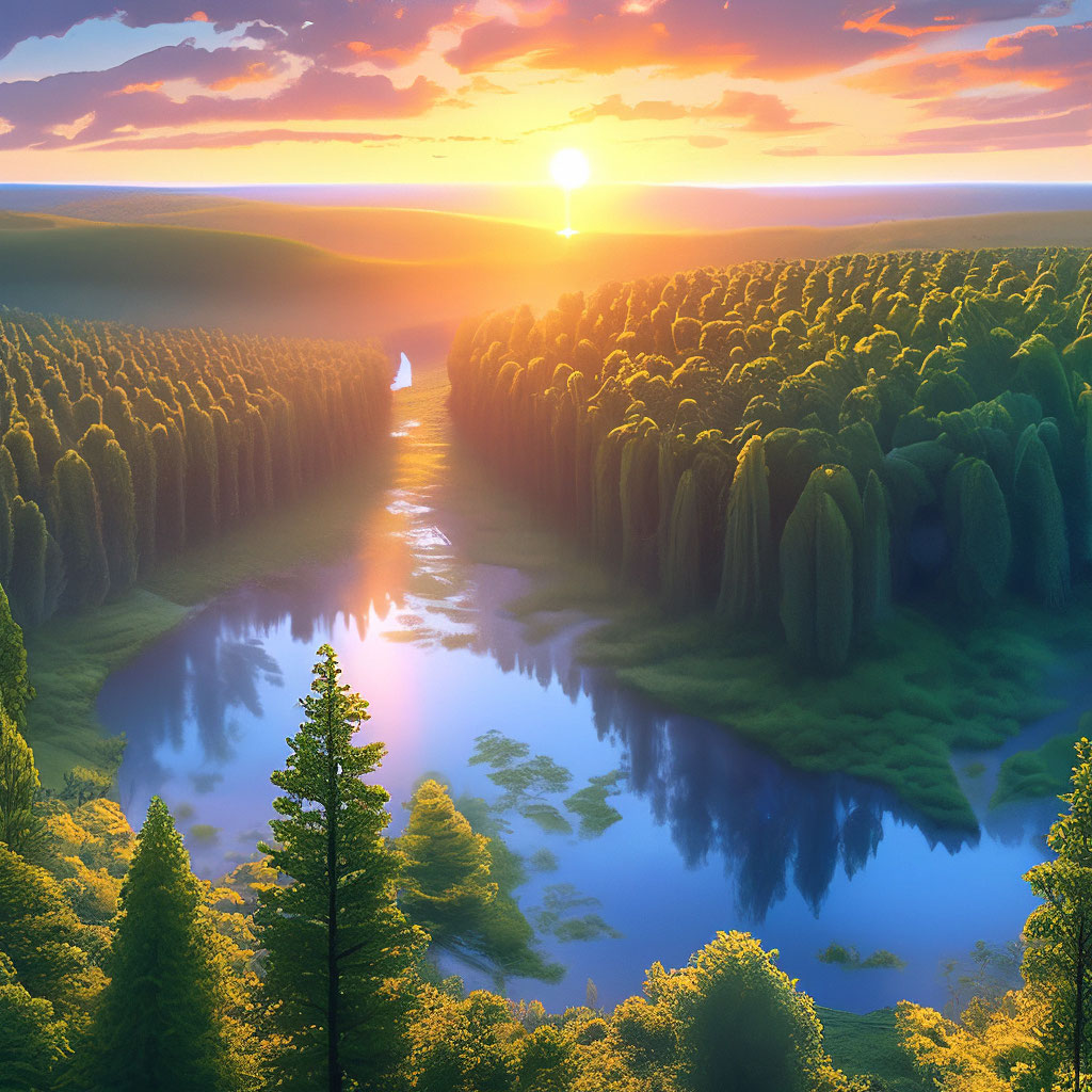 "Life foto, high detail, HD. Beautiful sunrise in the forest ...