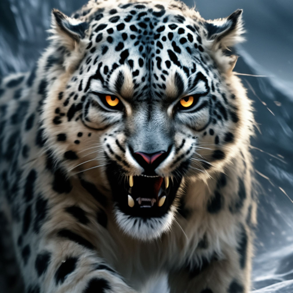 "Angry snow leopard warrior" — image created in Shedevrum