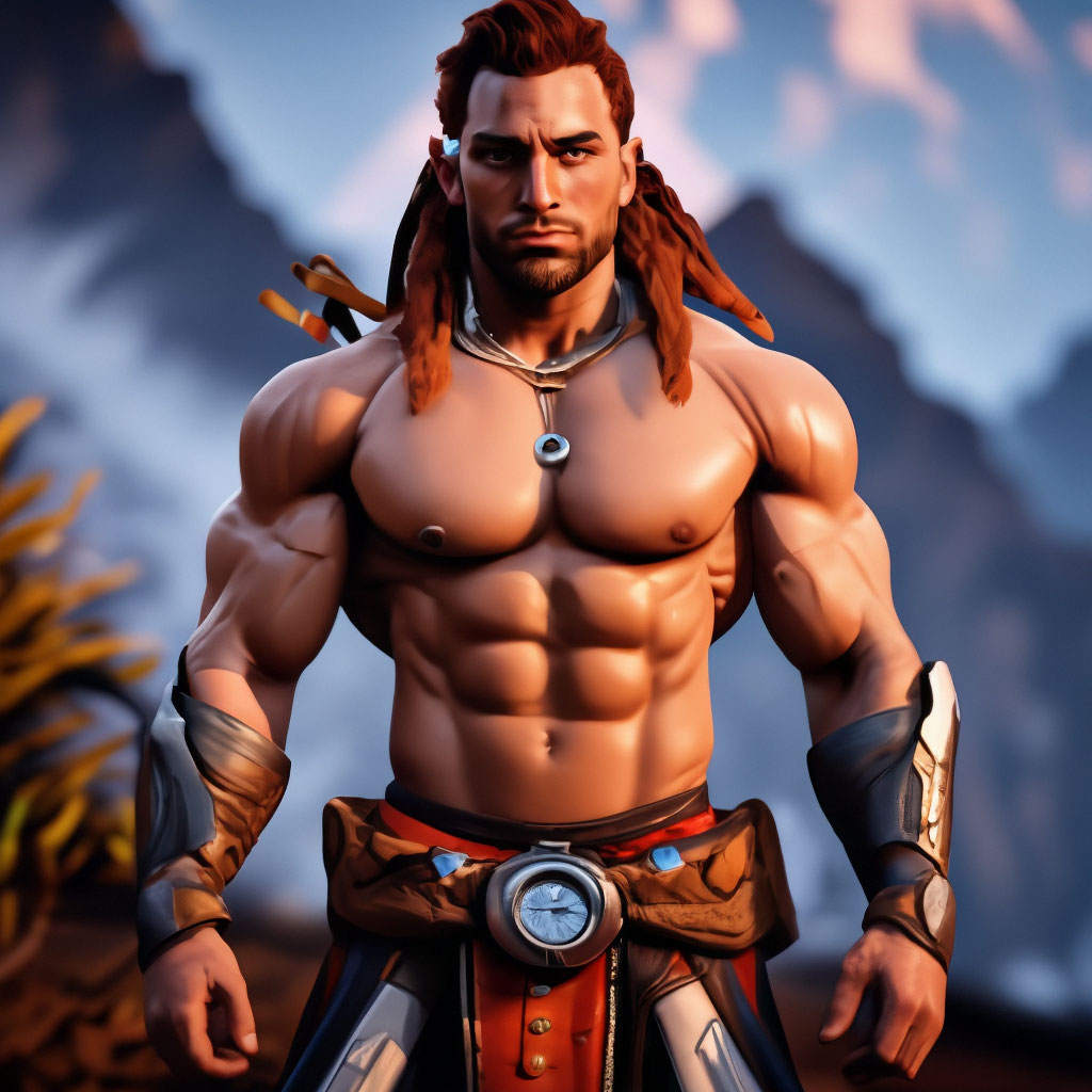 "Horizon Zero Dawn bodybuilder man , mighty legs and arms" — image ...