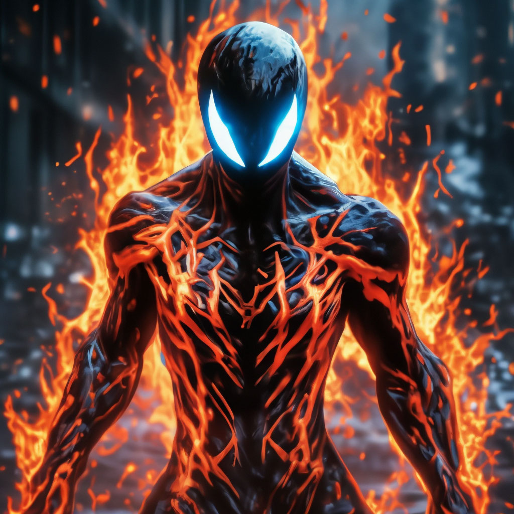 "Fire and ice symbiote" — image created in Shedevrum