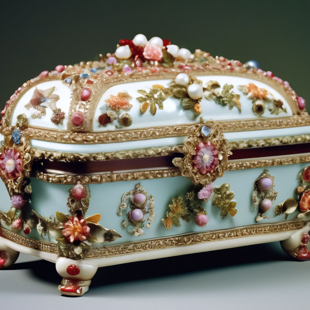 "Vintage, antique casket of the 19th century, made of cold porcelain ...